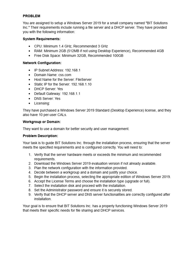 Install and Configure Windows Server 2019 - Problem Scenario | PDF | Ip Address | Domain Name System
