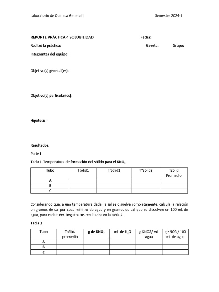 Reporte P4. Solubilidad 2024-1 | PDF | Sal (química) | Solubilidad