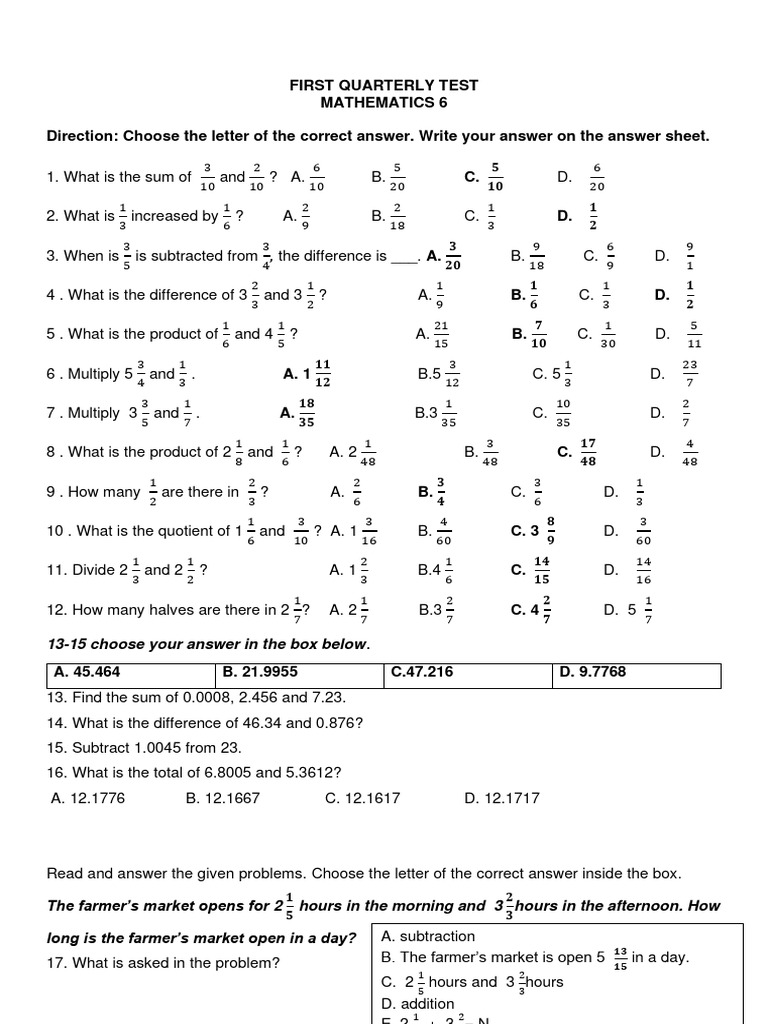 Math6 Summative | PDF | Significant Figures | Numbers