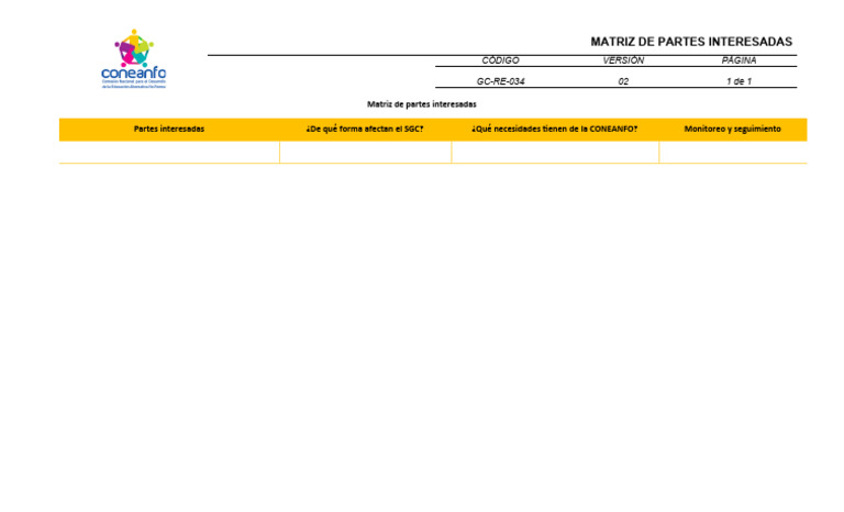 GC-RE-034-ver-02 Matriz de Partes Interesadas | PDF