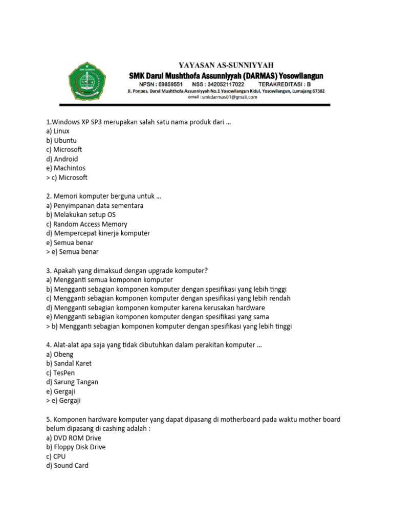 Soal KJD | PDF | Komputer | Teknologi & Rekayasa