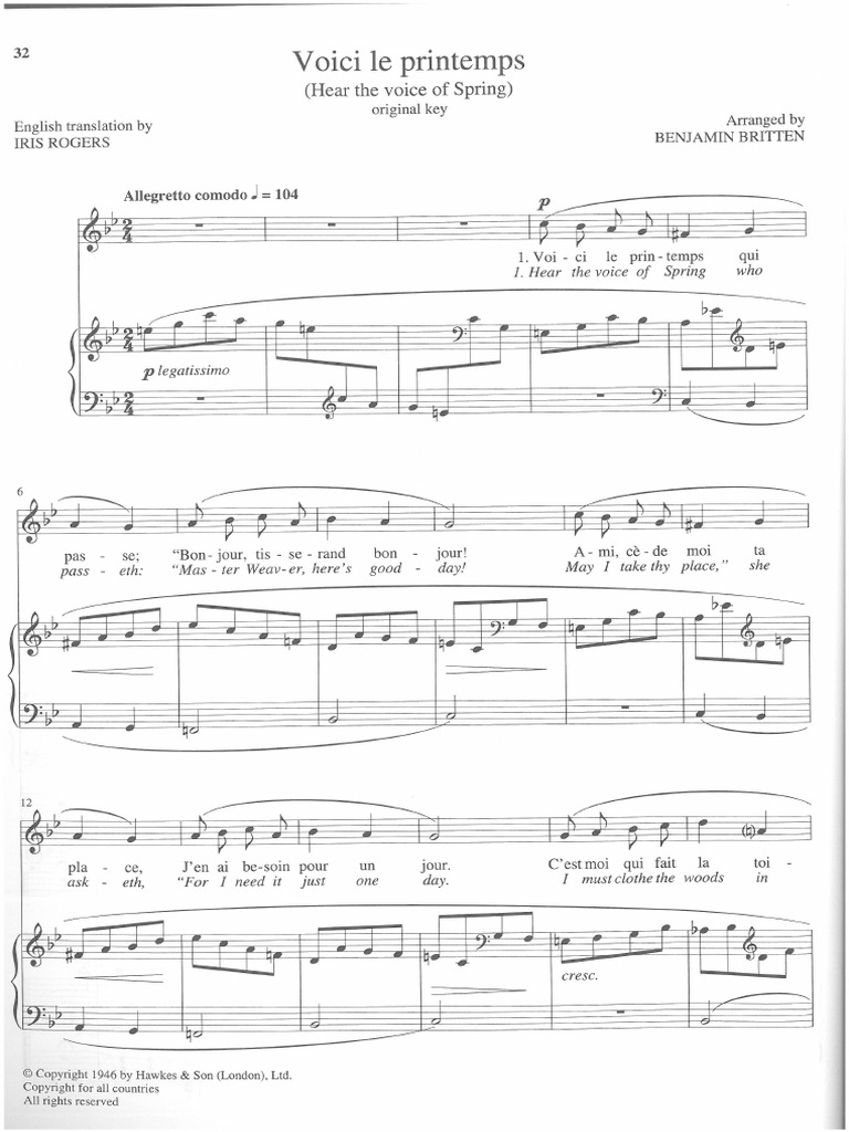 Voici Le Printemps - Hear The Voice of Spring | PDF
