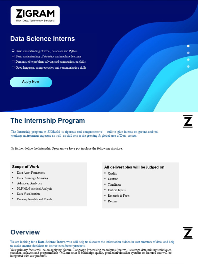 Data Science Intern - JD - ZIGRAM | PDF | Machine Learning | Statistics