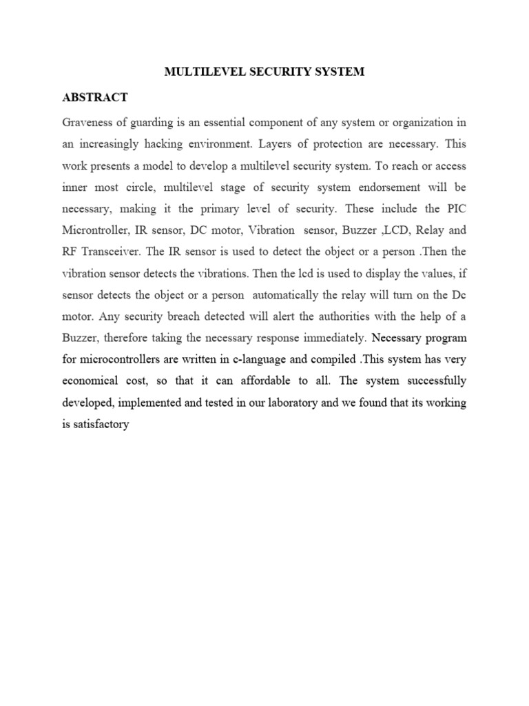 Multilevel Security System | PDF | Microcontroller | Electrical Engineering