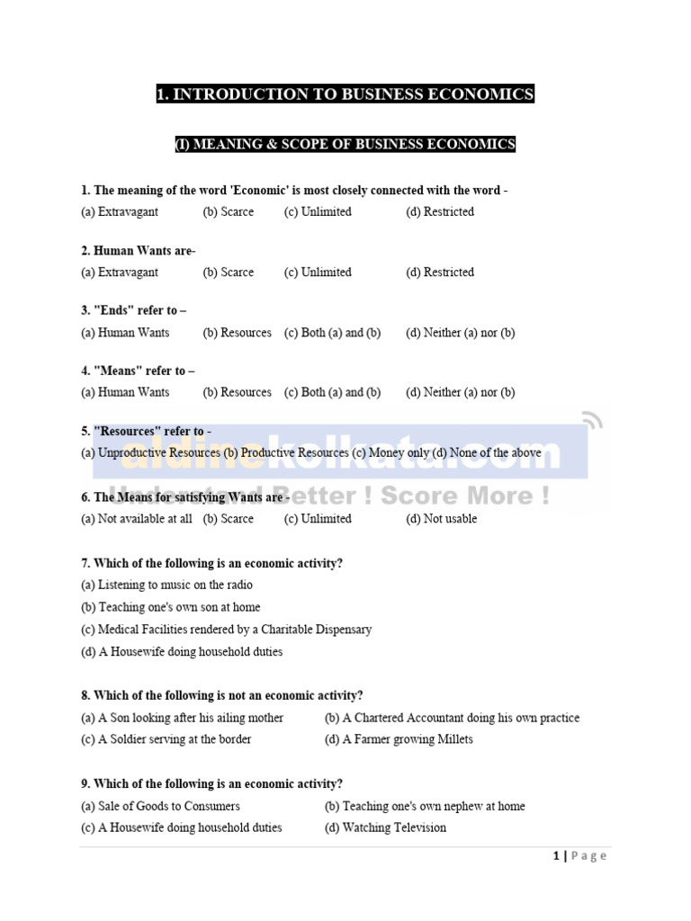 Chapter - 1 Introduction To Business Economics | PDF | Economic System ...