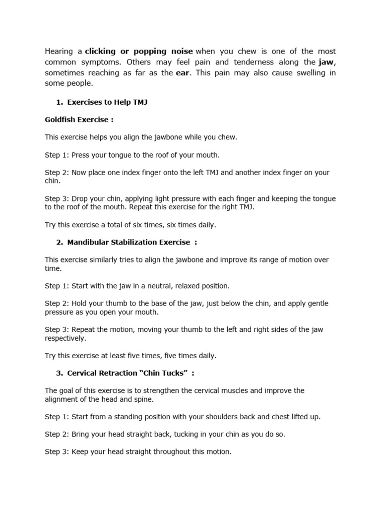 TMJ Exercises Guide | PDF | Tongue | Human Anatomy