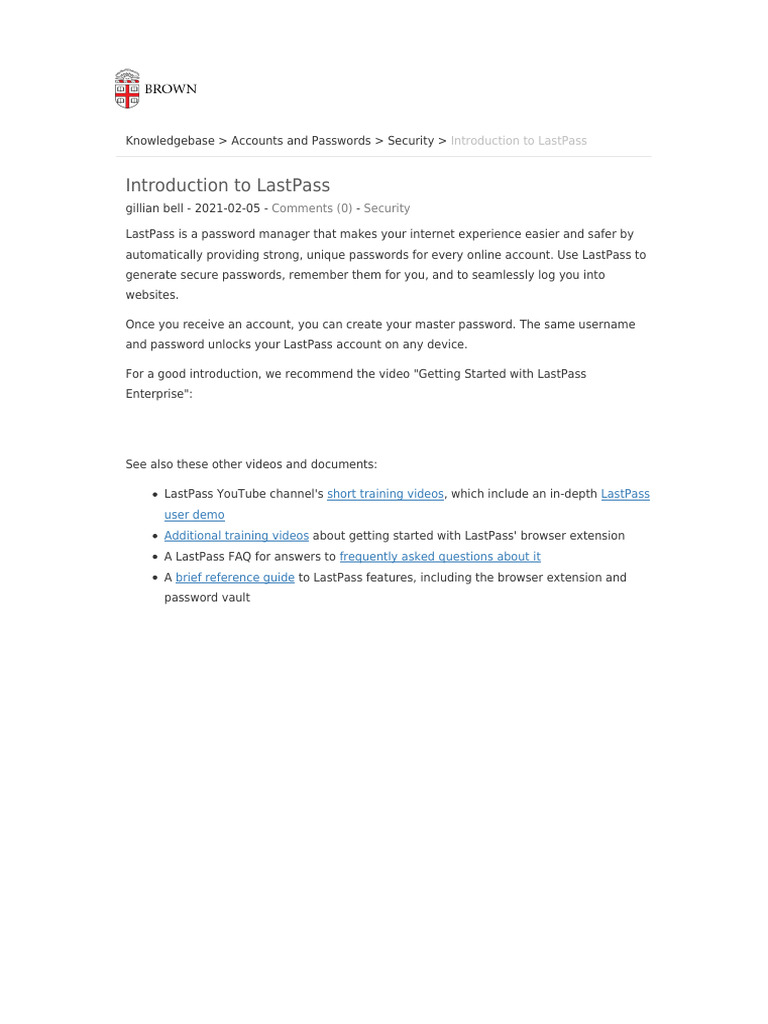 Introduction To LastPass | PDF