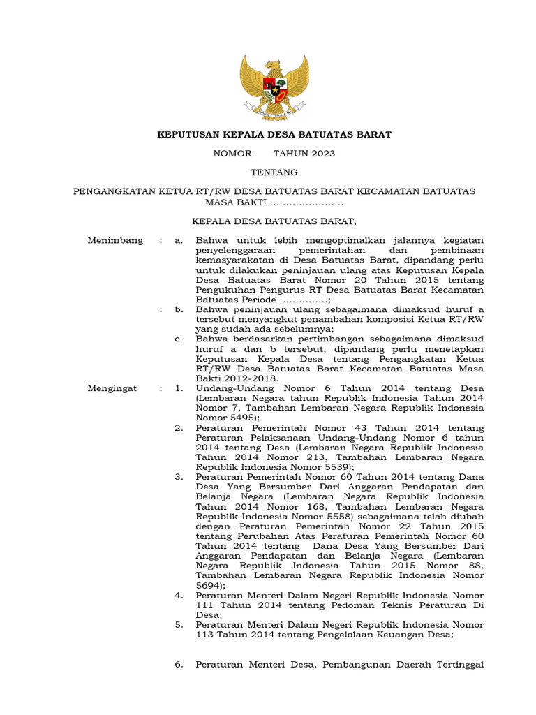 Contoh SK RT RW | PDF