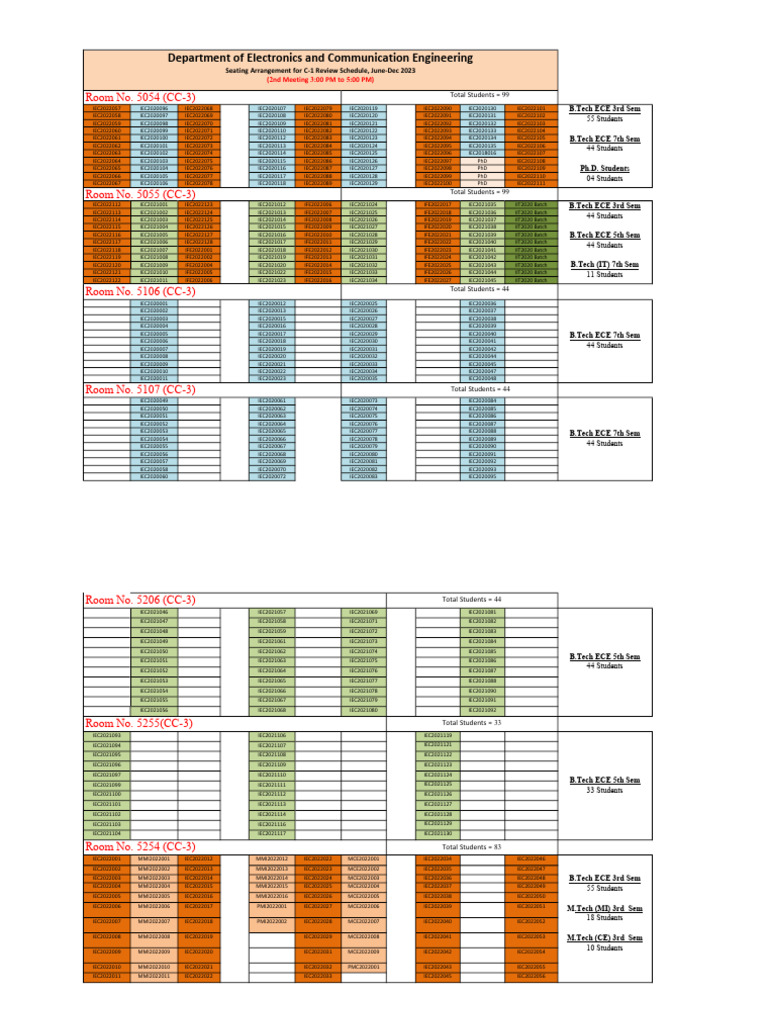 Seating Plan | PDF | Engineering | Computer Engineering
