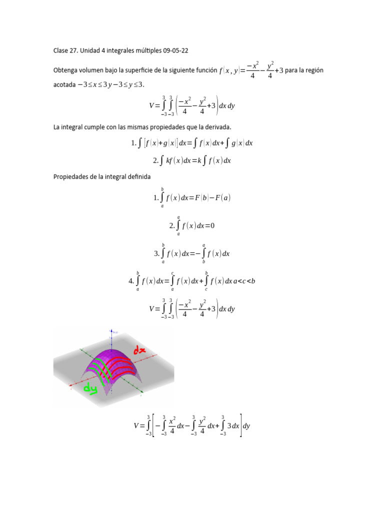 Clase 27. Unidad 4 Integrales Múltiples 09-05-22 | PDF | Integral ...