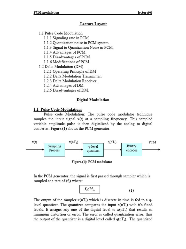 Pulse Code Modulation Pdf Modulation Sampling Signal Processing
