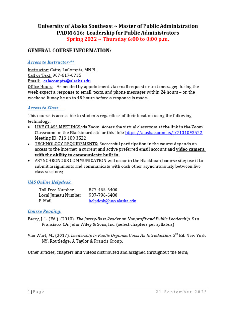 Padm 616 Syllabus Spring 2022 | PDF