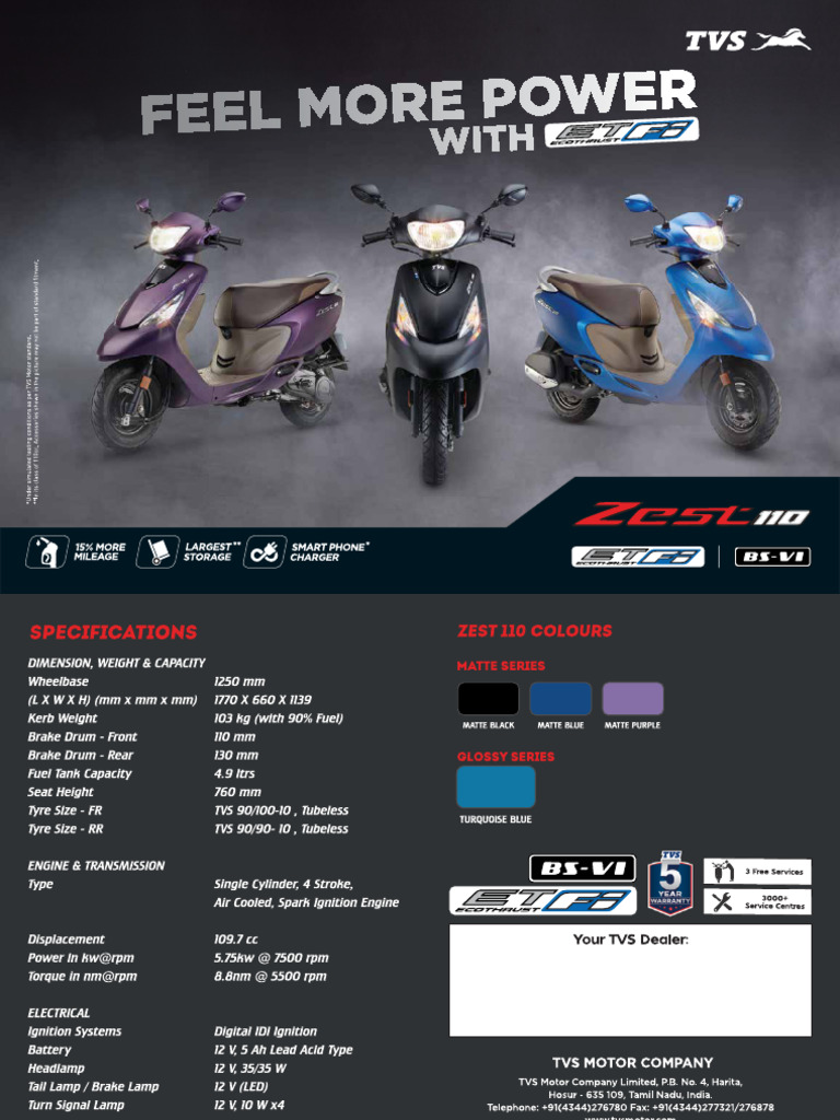 TVS Zest Leaflet - June 14 | PDF