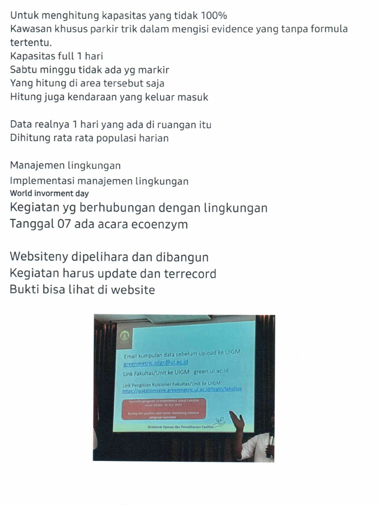 Rapat Green Metric R.Rapat Apung UI Depok Senin, 5 Juni 2023 | PDF