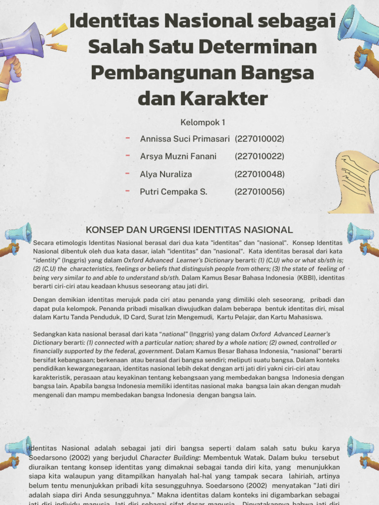 Identitas Nasional dan Pembangunan Karakter | PDF