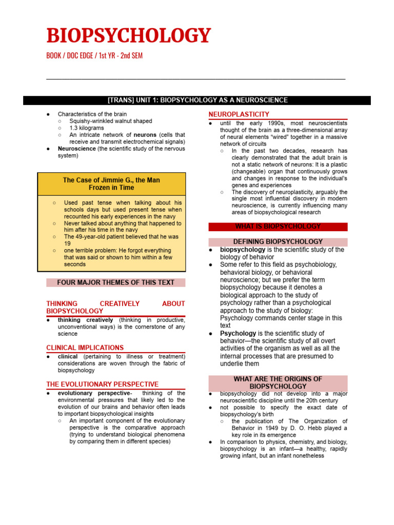 Biopsych Trans Chap 1 | PDF