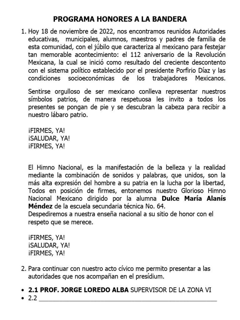 Programa Honores A La Bandera | PDF | México