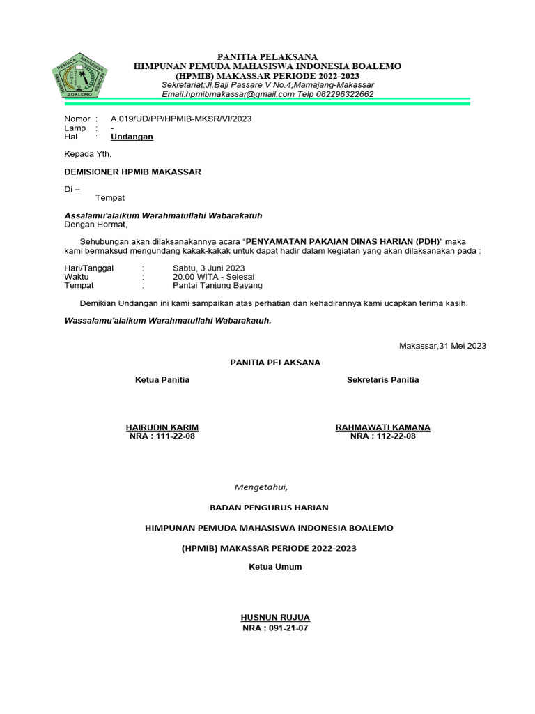 UNDANGAN DEMISIONER HPMIB Makassar1 | PDF