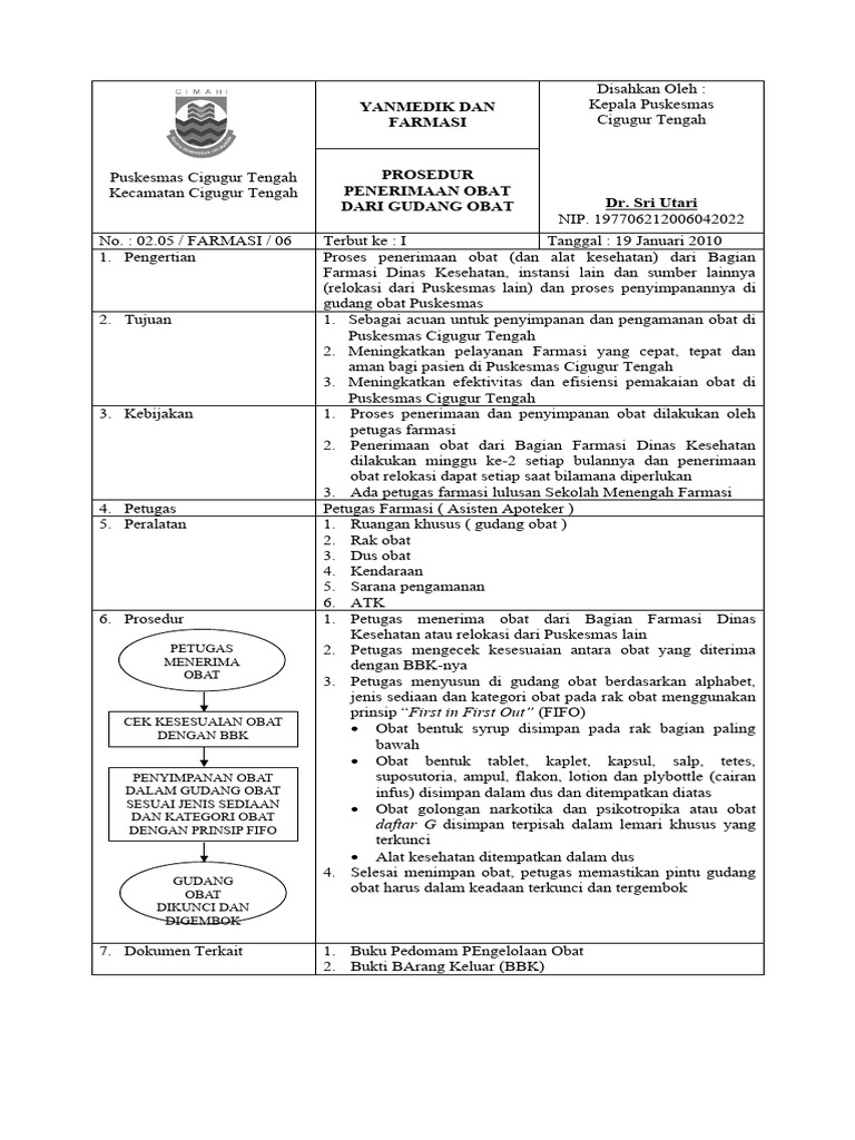 Penerimaan Obat Dari Gudang Obat Pdf