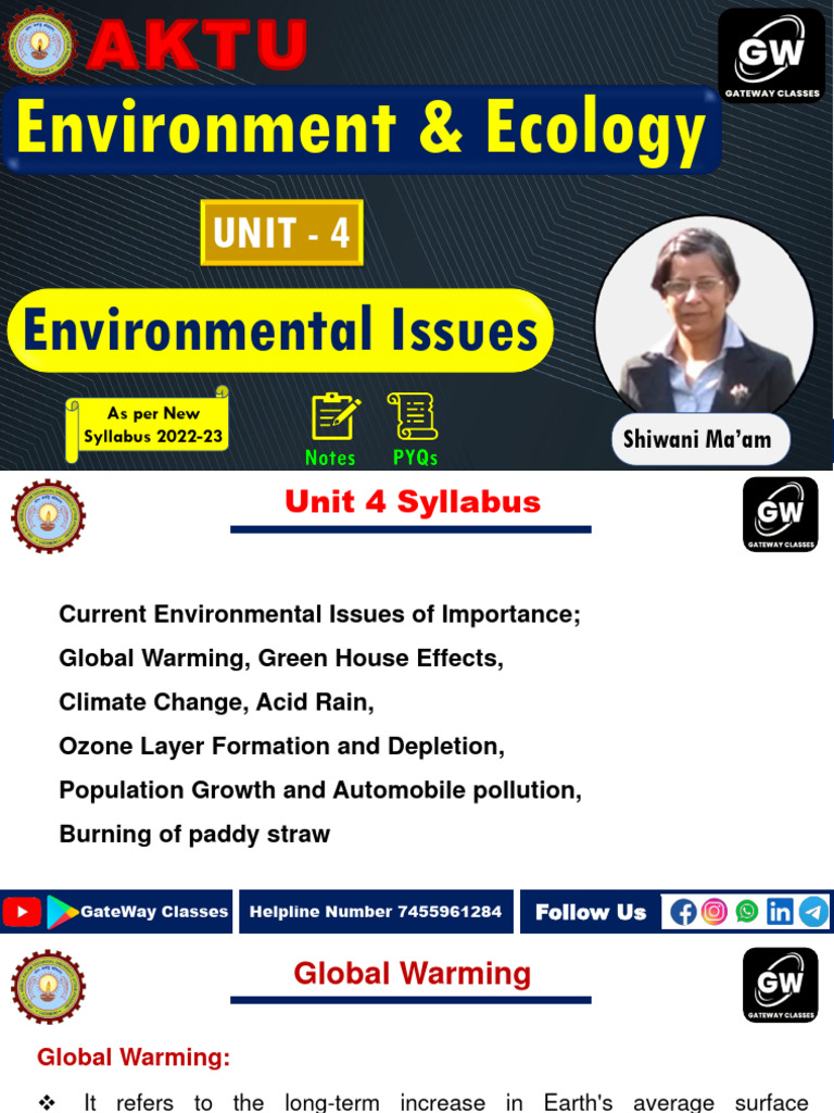 EVS Unit 4 ONE SHOT | PDF | Ozone Depletion | Climate Change