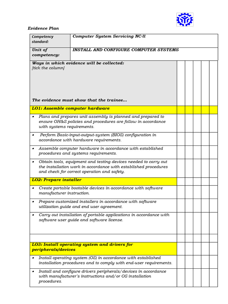 TM Evidence Plan | PDF | Installation (Computer Programs) | Operating System
