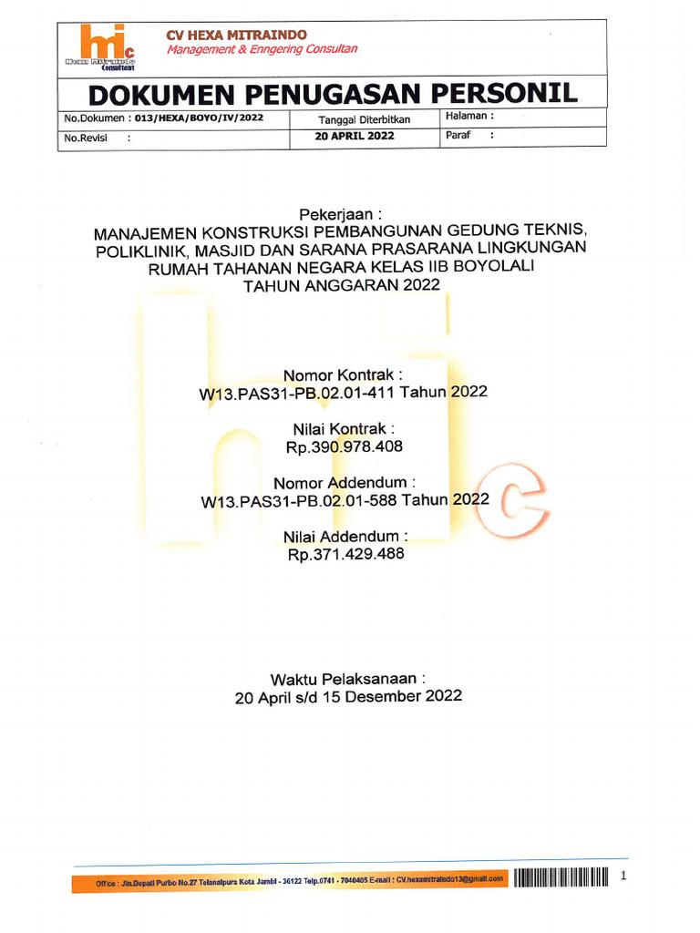 Dokumen Penugasan Personil | PDF