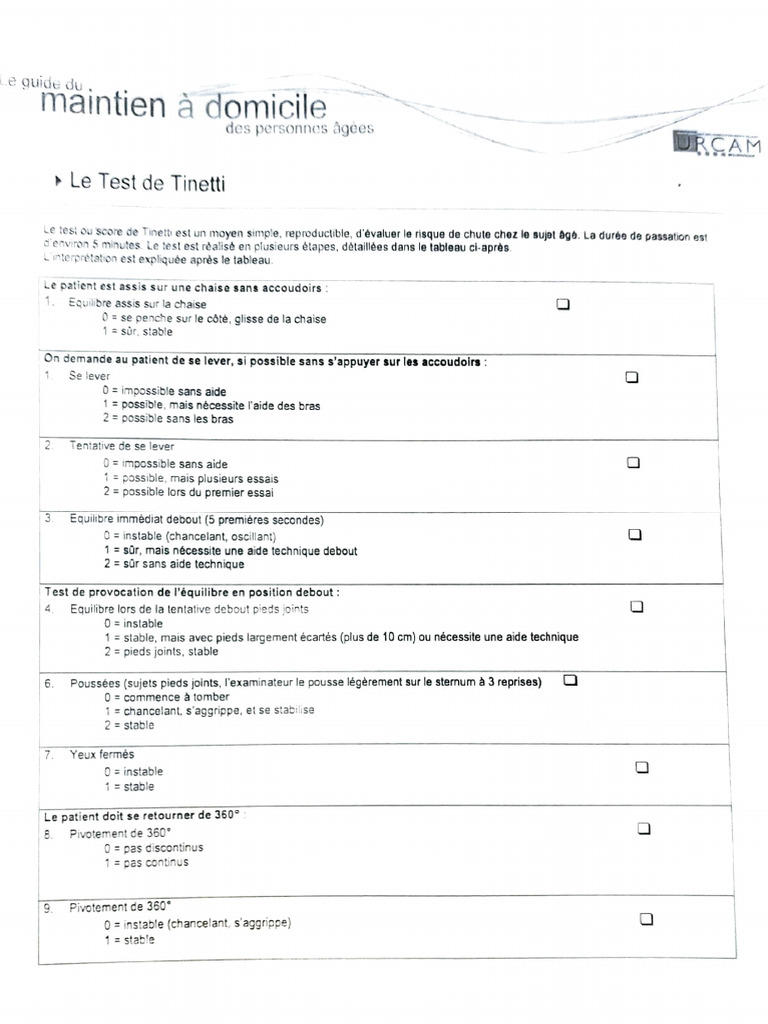 Tinetti Test | PDF