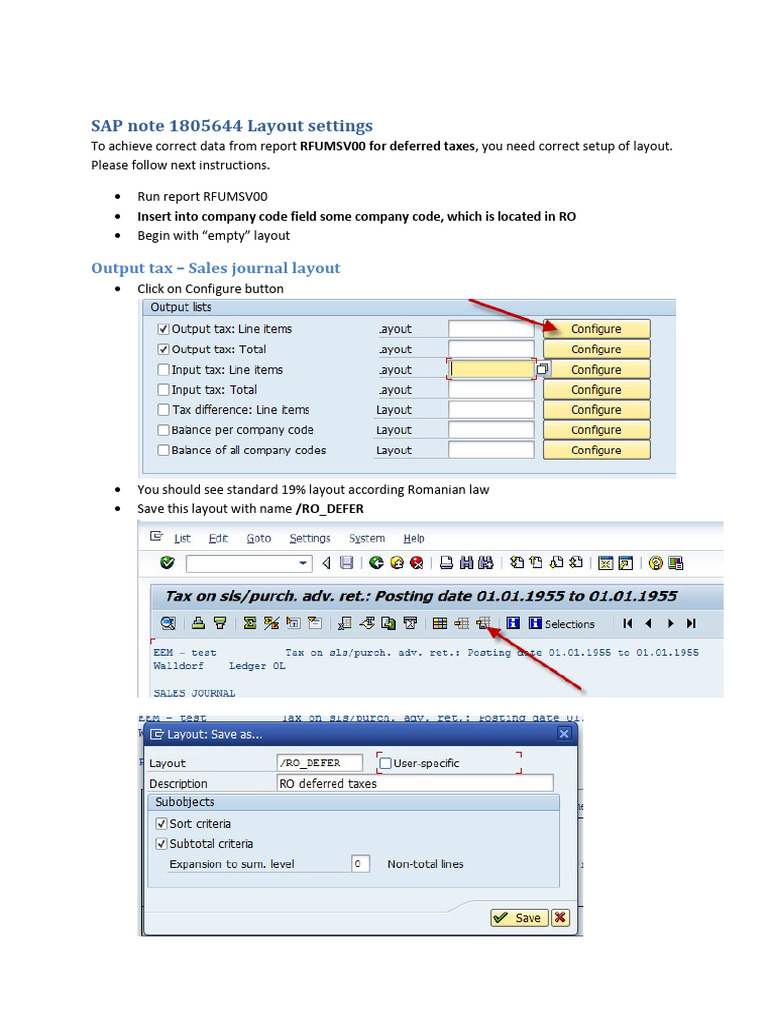 SAP_note_1805644_Layout_settings | PDF