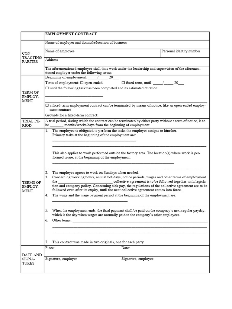 Employment Contract Blue-Collar | PDF | Employment | Employee Relations