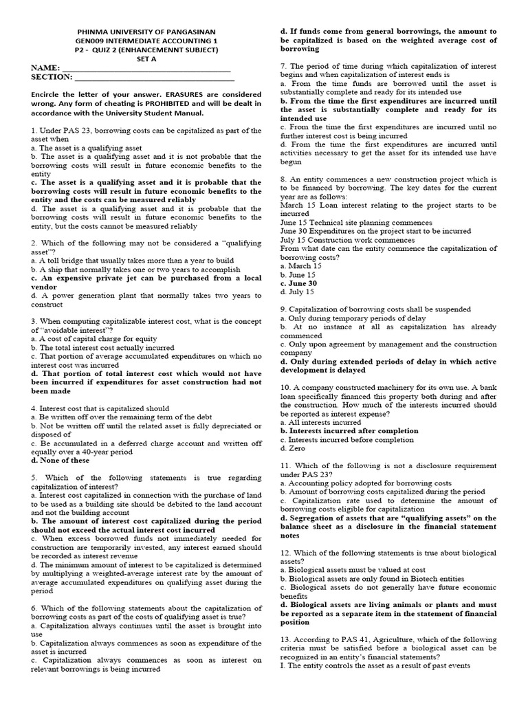 Gen009 P2 Q2 Set A K | PDF | Fair Value | Interest