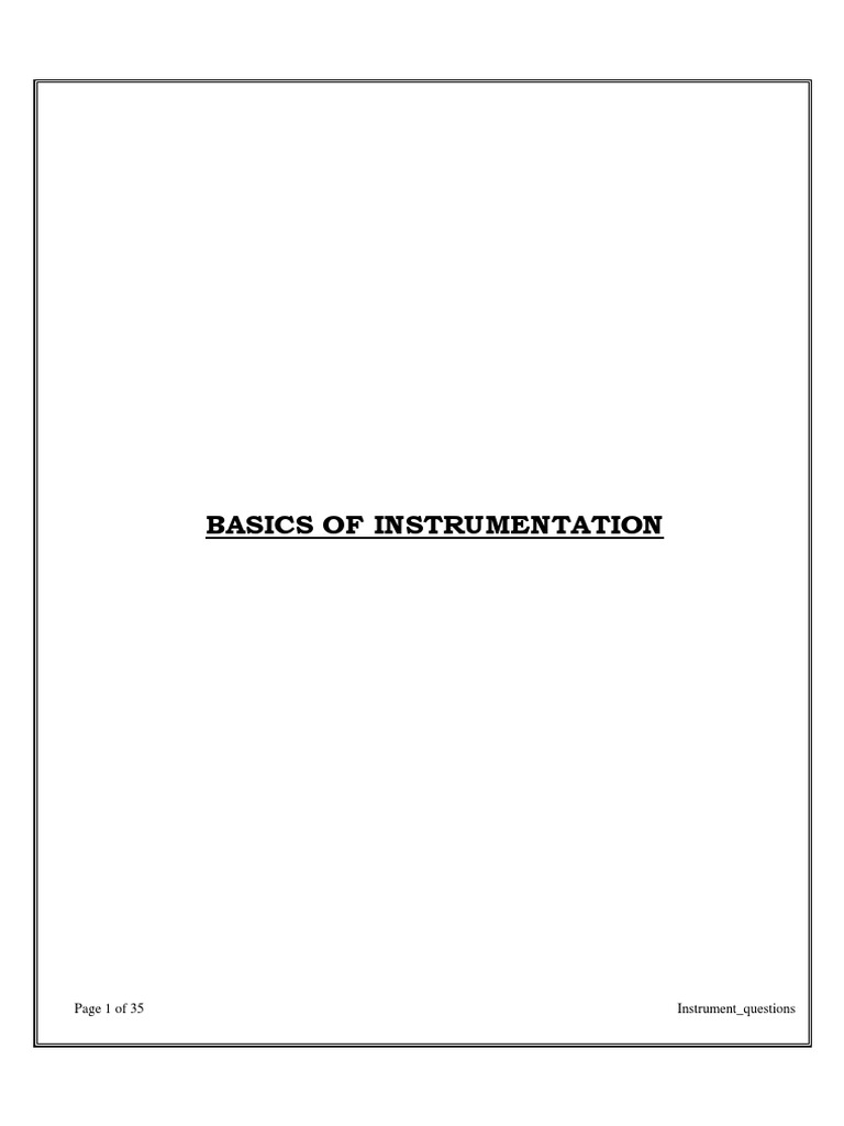 Basics of Instrumentation | PDF | Pressure Measurement | Amplifier