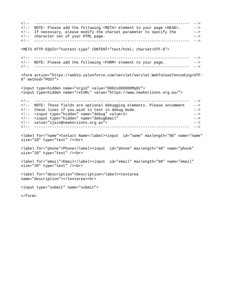 Web To Case Form | PDF