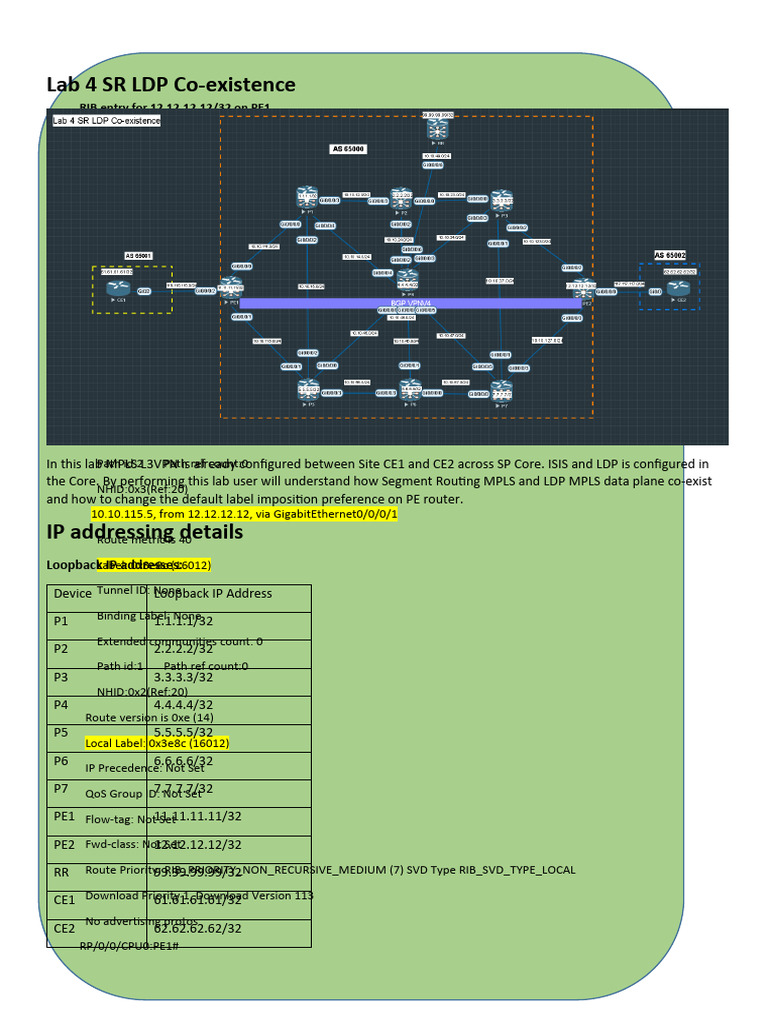 Lab 4 SR LDP Co-Existence | Download Free PDF | Routing | Networking