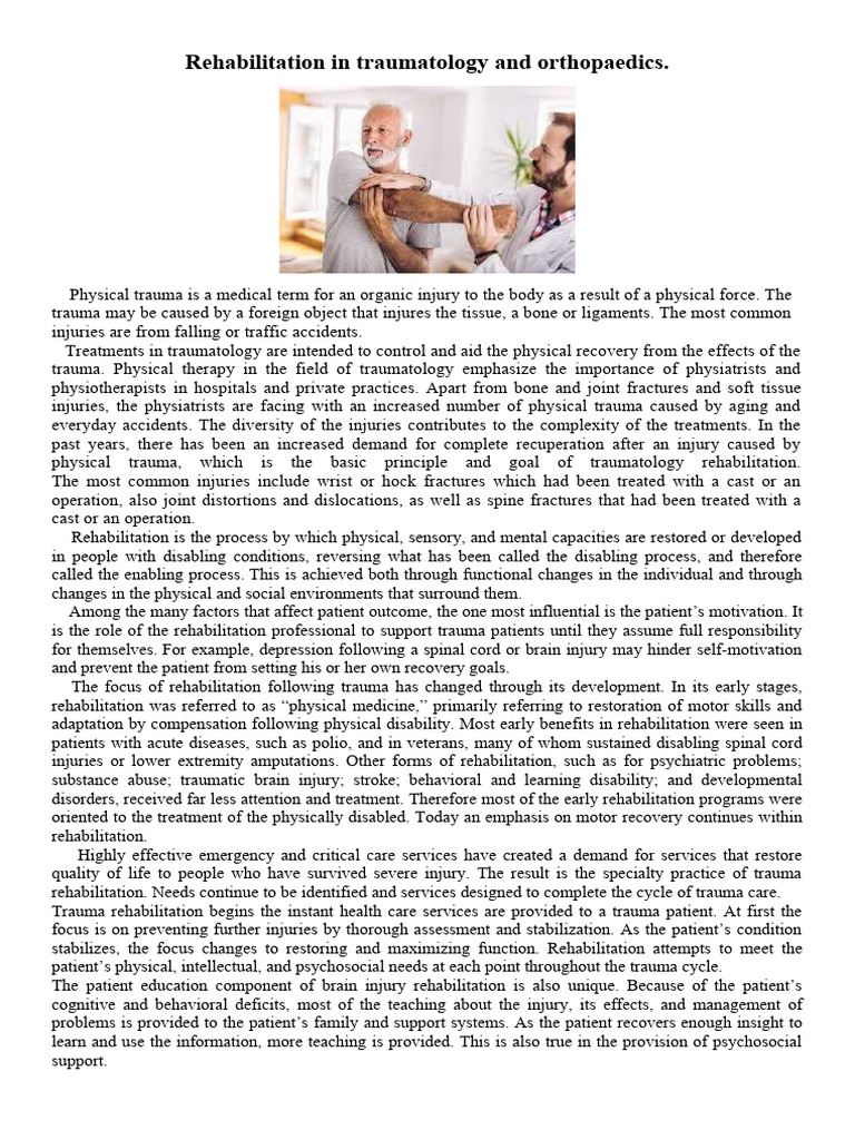 Rehabilitation in Traumatology and Orthopaedics - 29525 | PDF ...