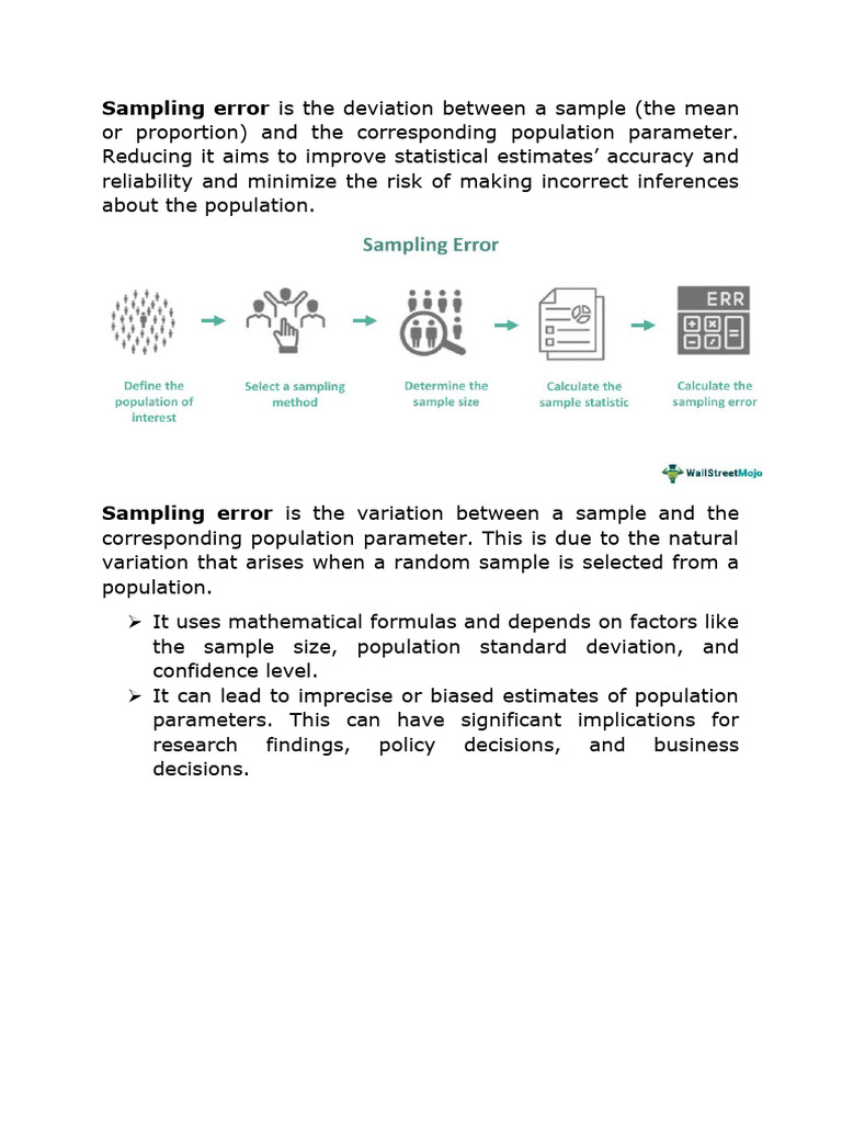 Sampling Error | PDF | Standard Deviation | Sampling (Statistics) Sampling Error | PDF | Standard Deviation | Sampling (Statistics)