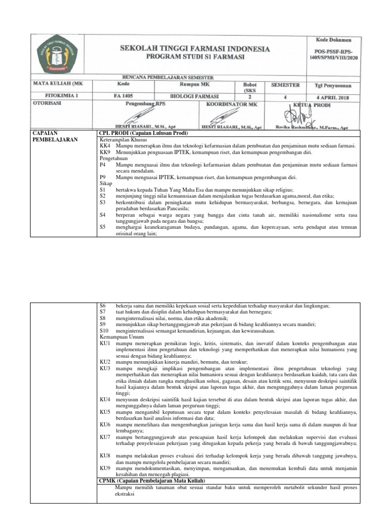 RPS MK Fitokimia 1 Fitokimia | PDF