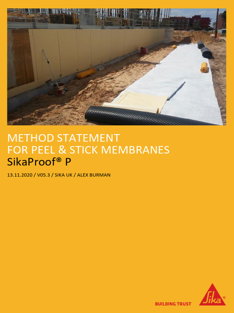 SikaProof P Method Statement 13.11.20 | PDF | Concrete | Personal ...