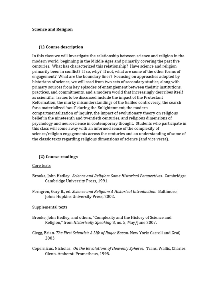 Science and Religion Syllabus-31613187 | PDF