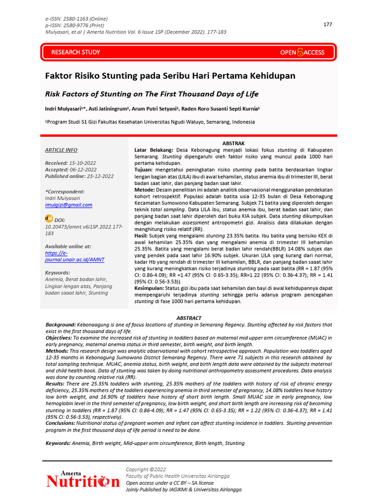 Faktor Risiko Stunting Pada 1000 Hari Pertama Kehi | PDF Faktor Risiko Stunting Pada 1000 Hari Pertama Kehi | PDF