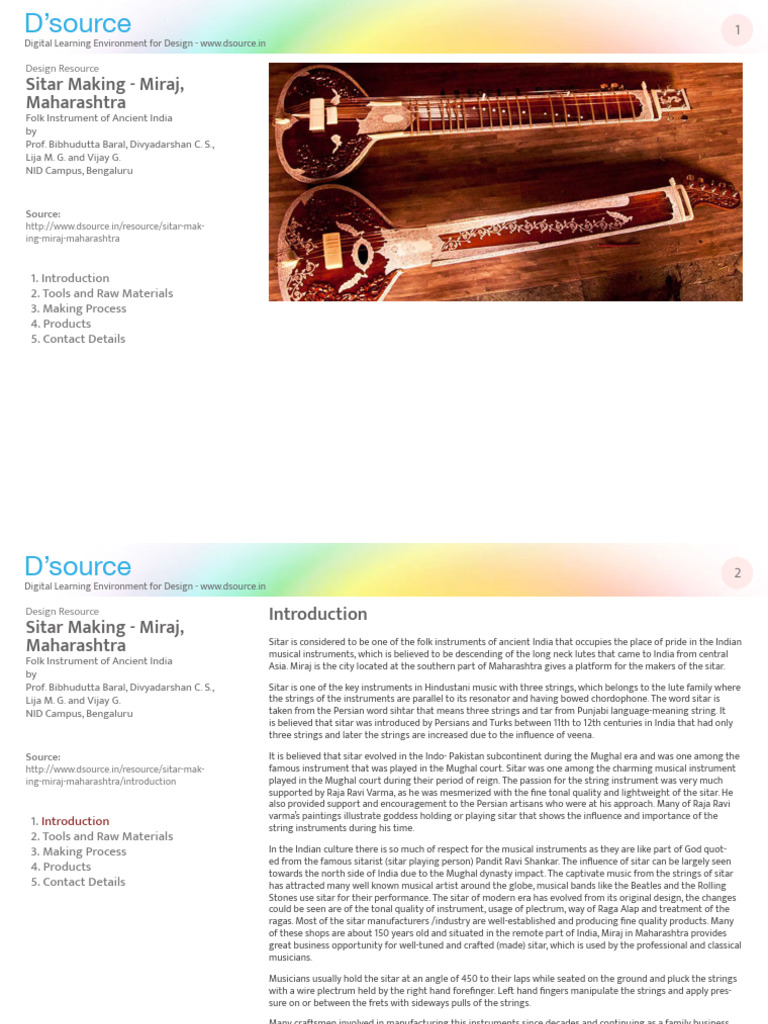 Sitar Making Miraj Maharashtra | Download Free PDF | String Instruments | Musical Instruments