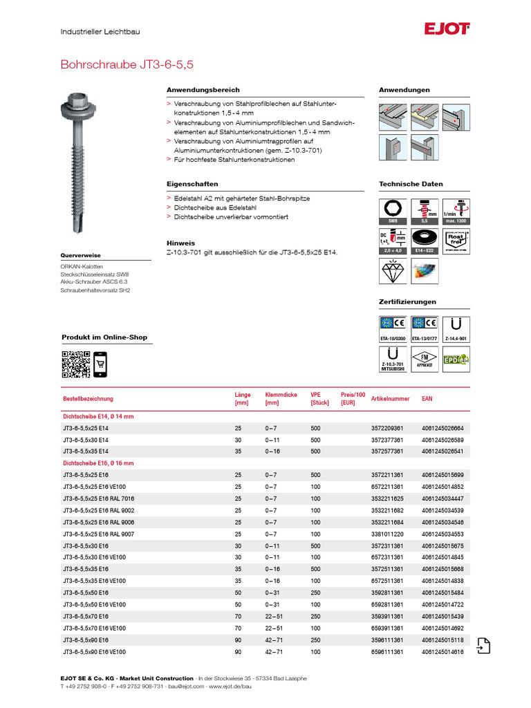 EJOT Pds jt3 6 5 5 DE | PDF