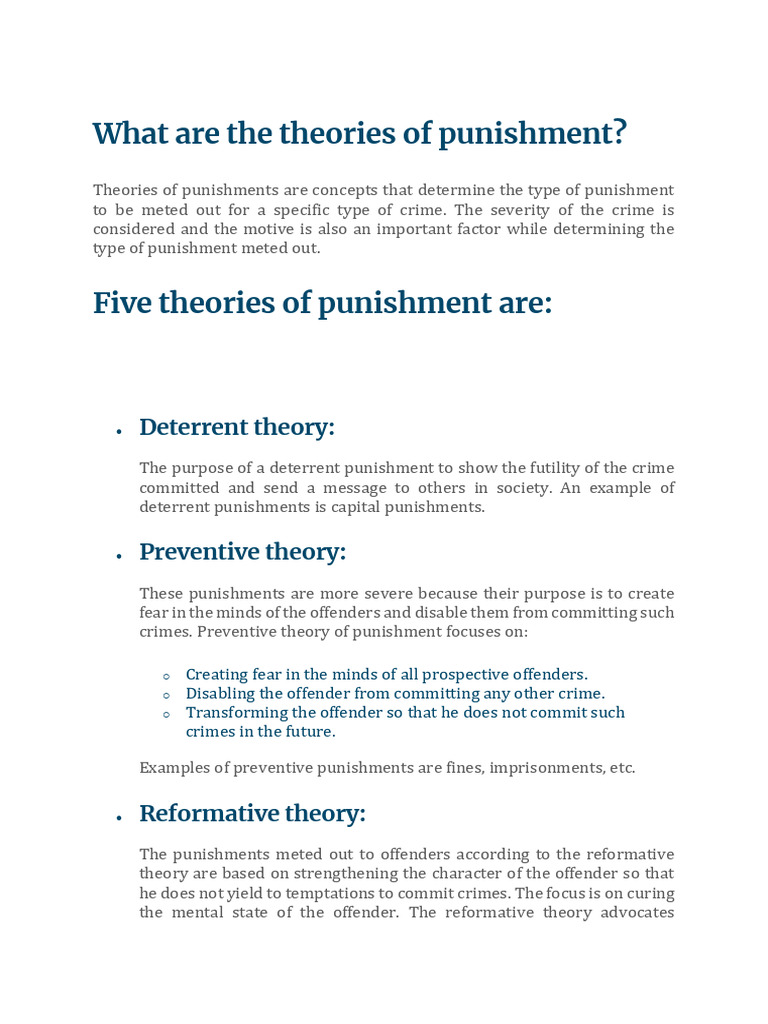 Theories of Punishment | PDF