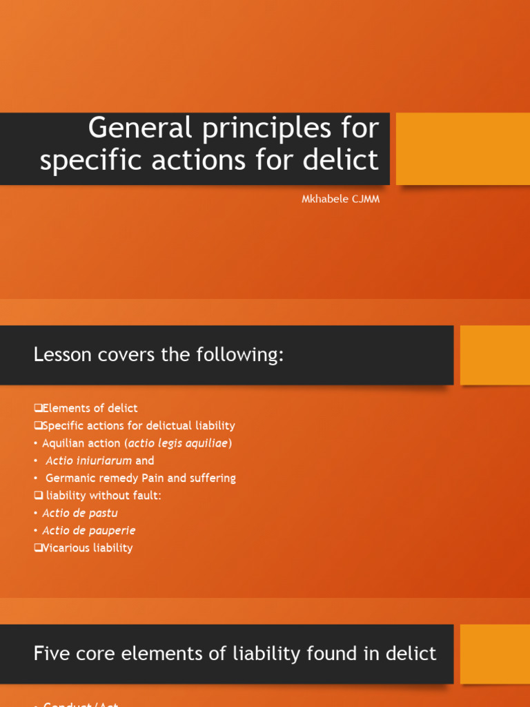 Law of Delict General Principles For Specific Action For Delict | PDF ...