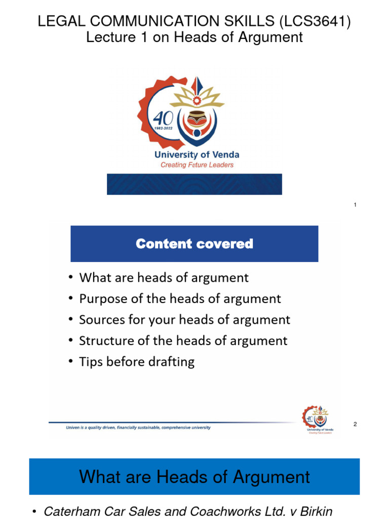 Understanding Heads of Argument in Law | PDF | Argument | Judge
