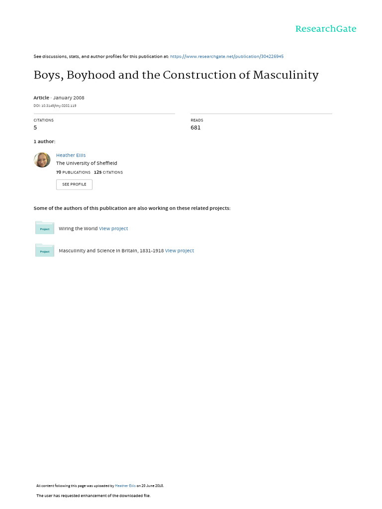 Boys Boyhood and The Construction of Masculinity | PDF | Masculinity ...