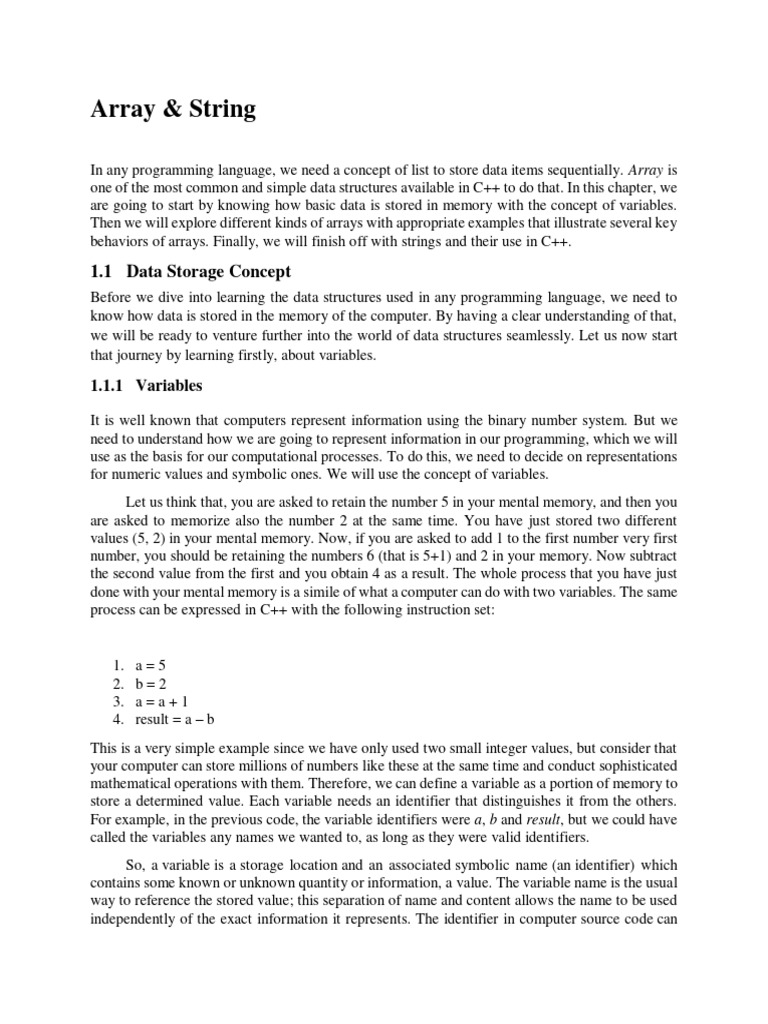 Chapter 2 Array And String Pdf Variable Computer Science Data Type 0996