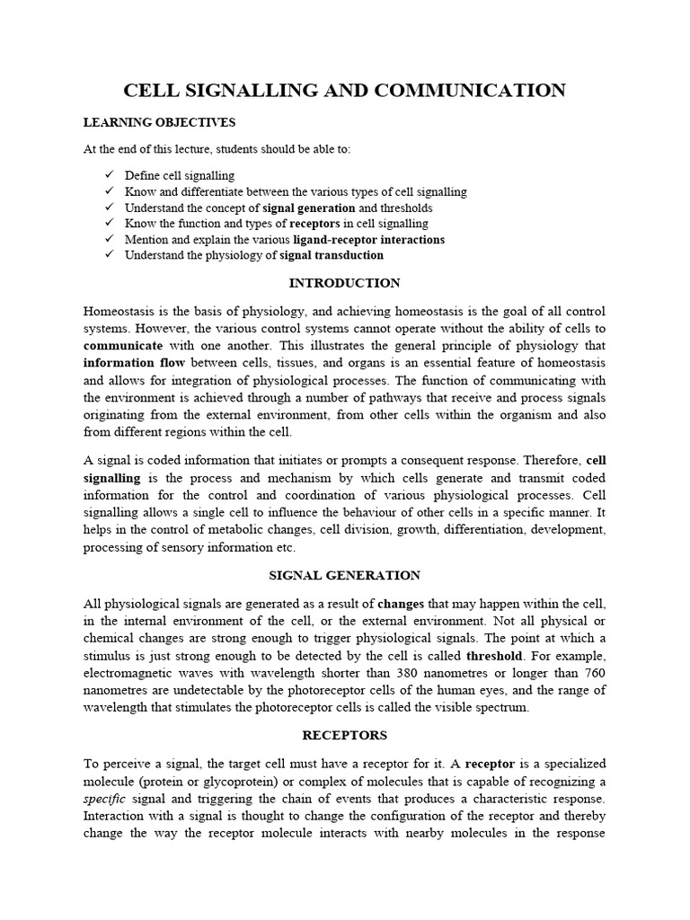 Understanding Cell Signalling Mechanisms | PDF | Cell Signaling ...