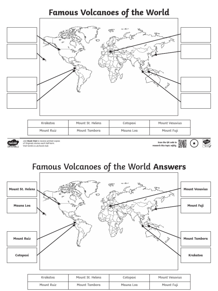 Famous Volcanoes Labelling - Print Option 1 N 2 | PDF | Volcano | Geology