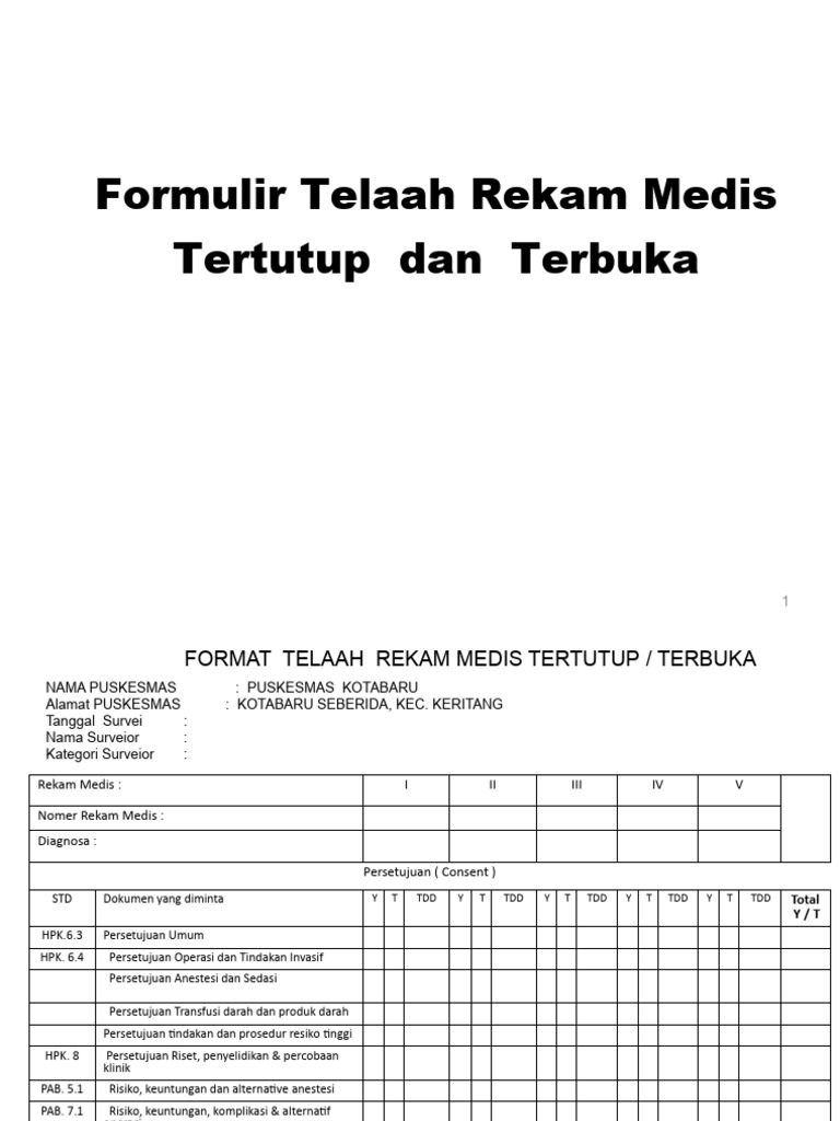 Form Telaah Rekam Medis Terbuka Dan Tertutup | PDF