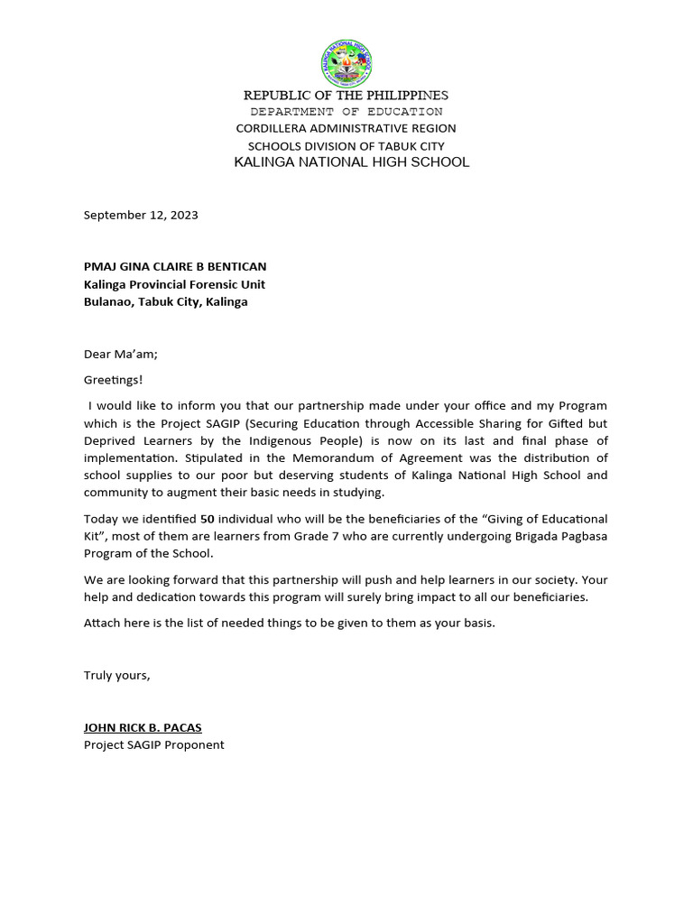 Project Sagip Letter To Forensic | PDF